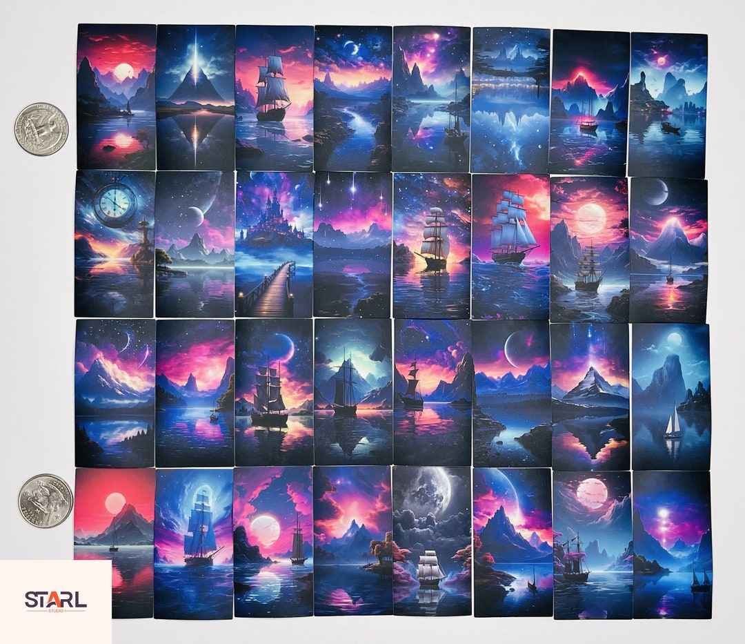 Sky, Boat, AI Stickers, Under Moonlight Sticker, Vinyl Stickers, Random ...