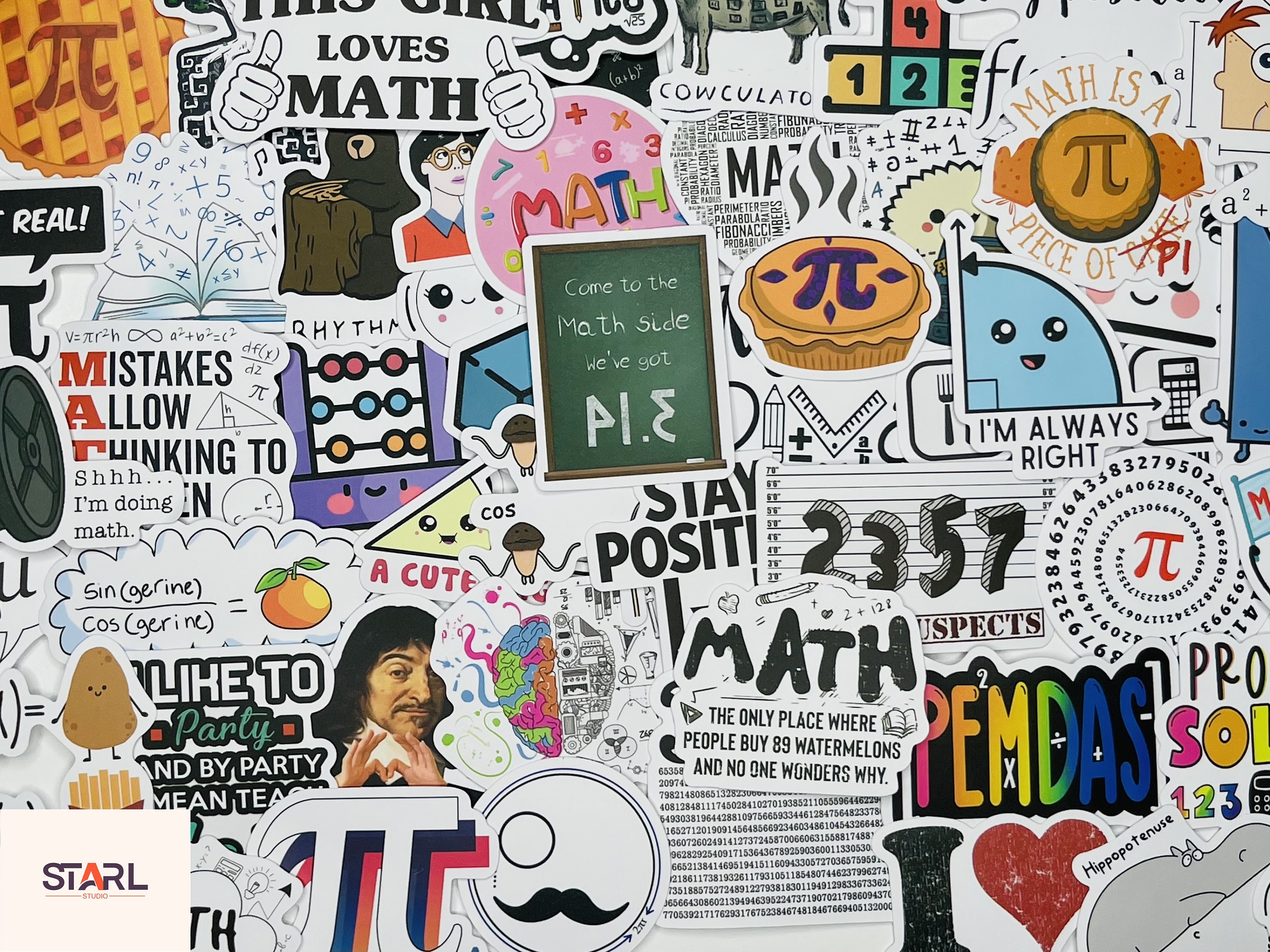 Math Stickers: Waterproof Vinyl Decals for Laptop, Water Bottle (10-50 ...