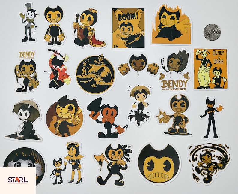 Bendy Stickers, Creepy Cartoon Stickers Pack, Waterproof Stickers for ...
