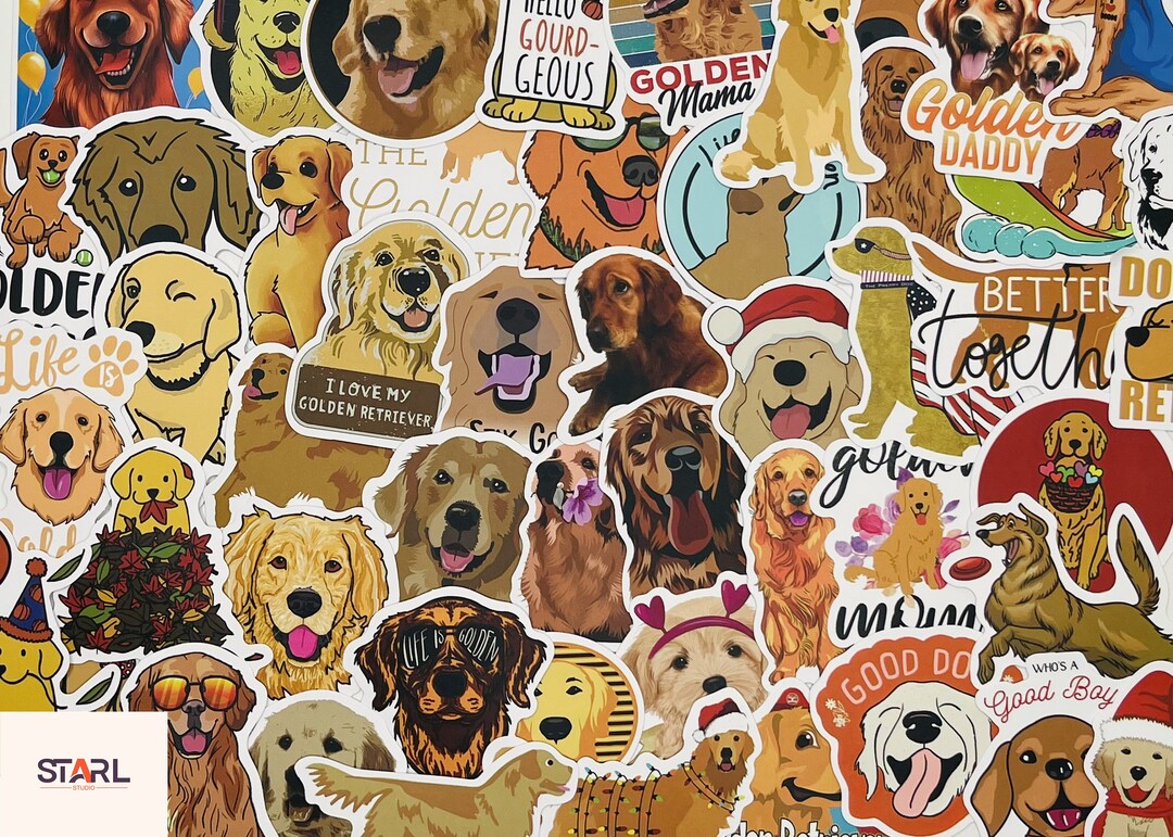 Golden Retriever Dog Stickers Kawaii Sticker, Laptop Stickers, Kids ...