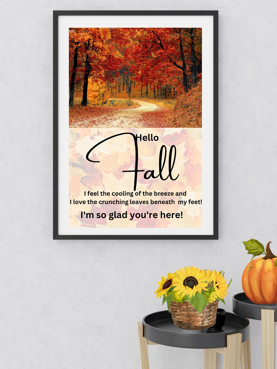 Hello Fall Poster Forest Path in the Fall Walking in Fall - Etsy