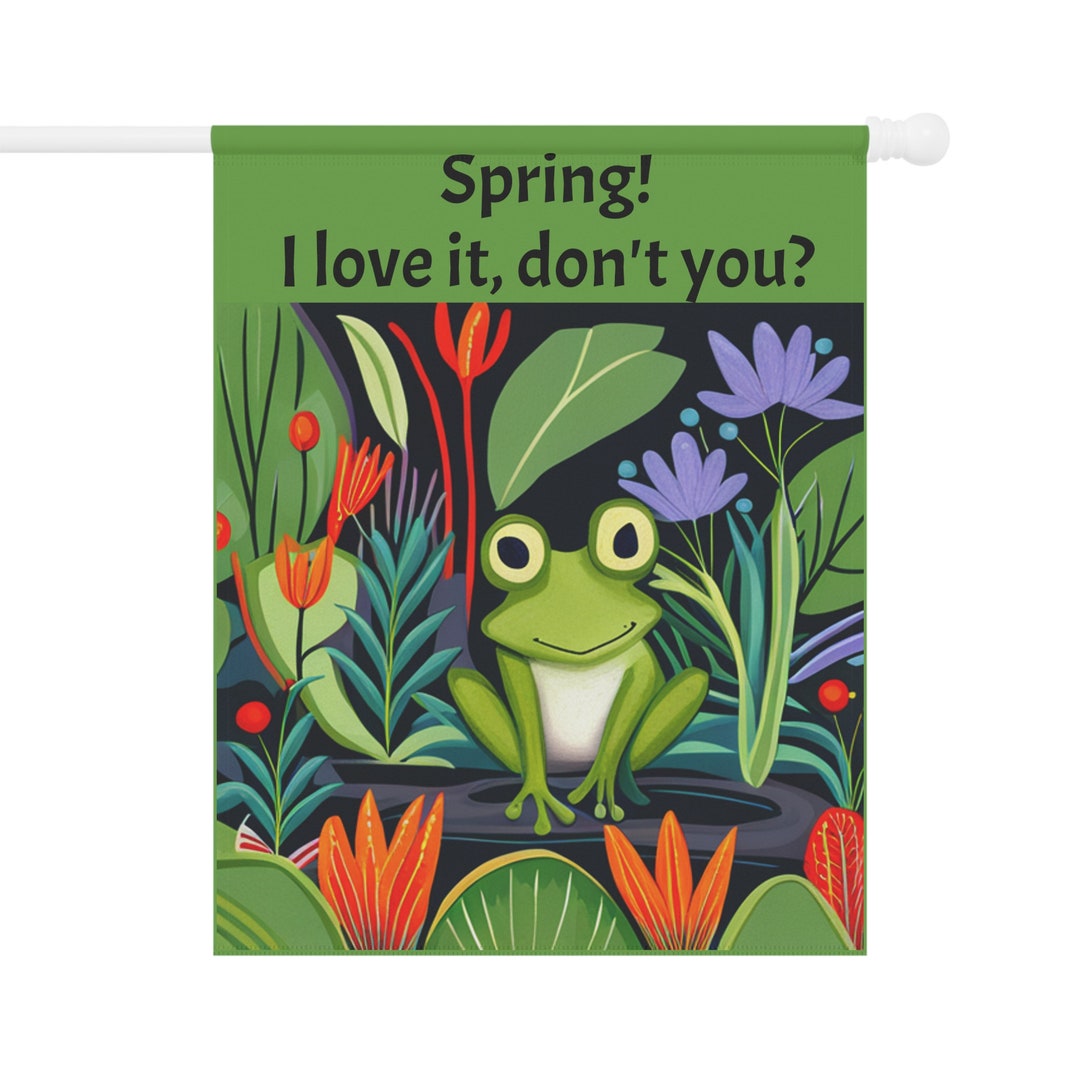 Frog in the Garden Whimsical Garden Sign Funny Frog Flag Garden Frog ...