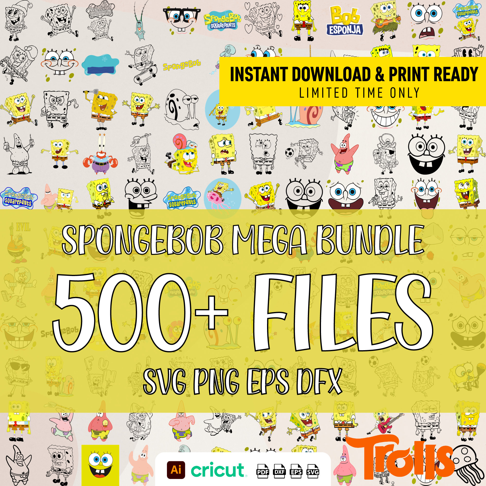 Spongebob SVG Bundle: Clipart Layered Files Spongebob Png - Etsy UK