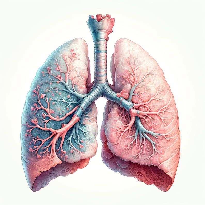 Watercolor Lung Cross-section Illustration - Etsy