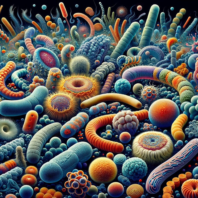 Microscopic Elegance: A Tapestry of Bacteria - Etsy