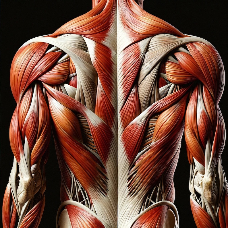 Muscular Anatomy Art: Hyperrealistic Muscle System Print (PNG Digital ...