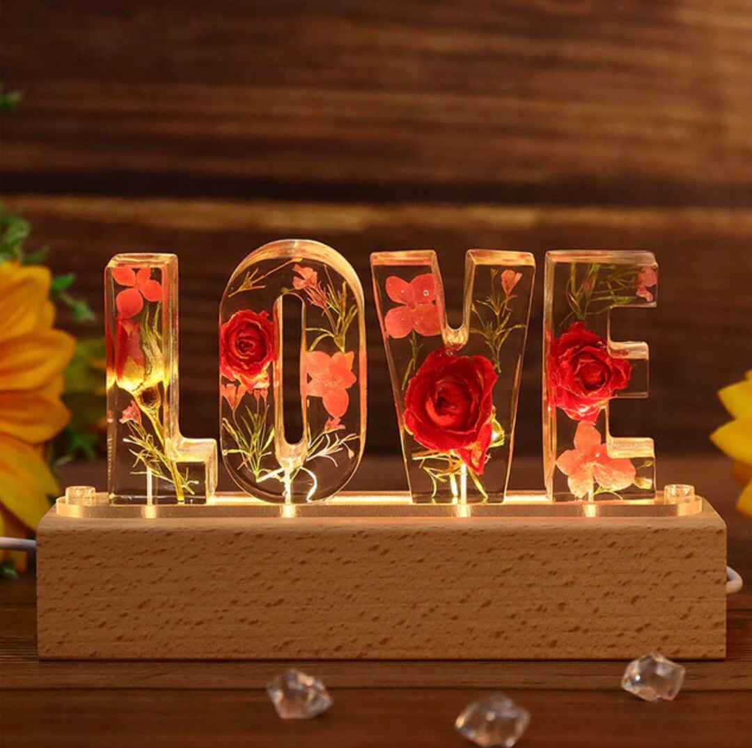 Custom Floral Letter Night Lamp Custom LED Light Personalized Children ...