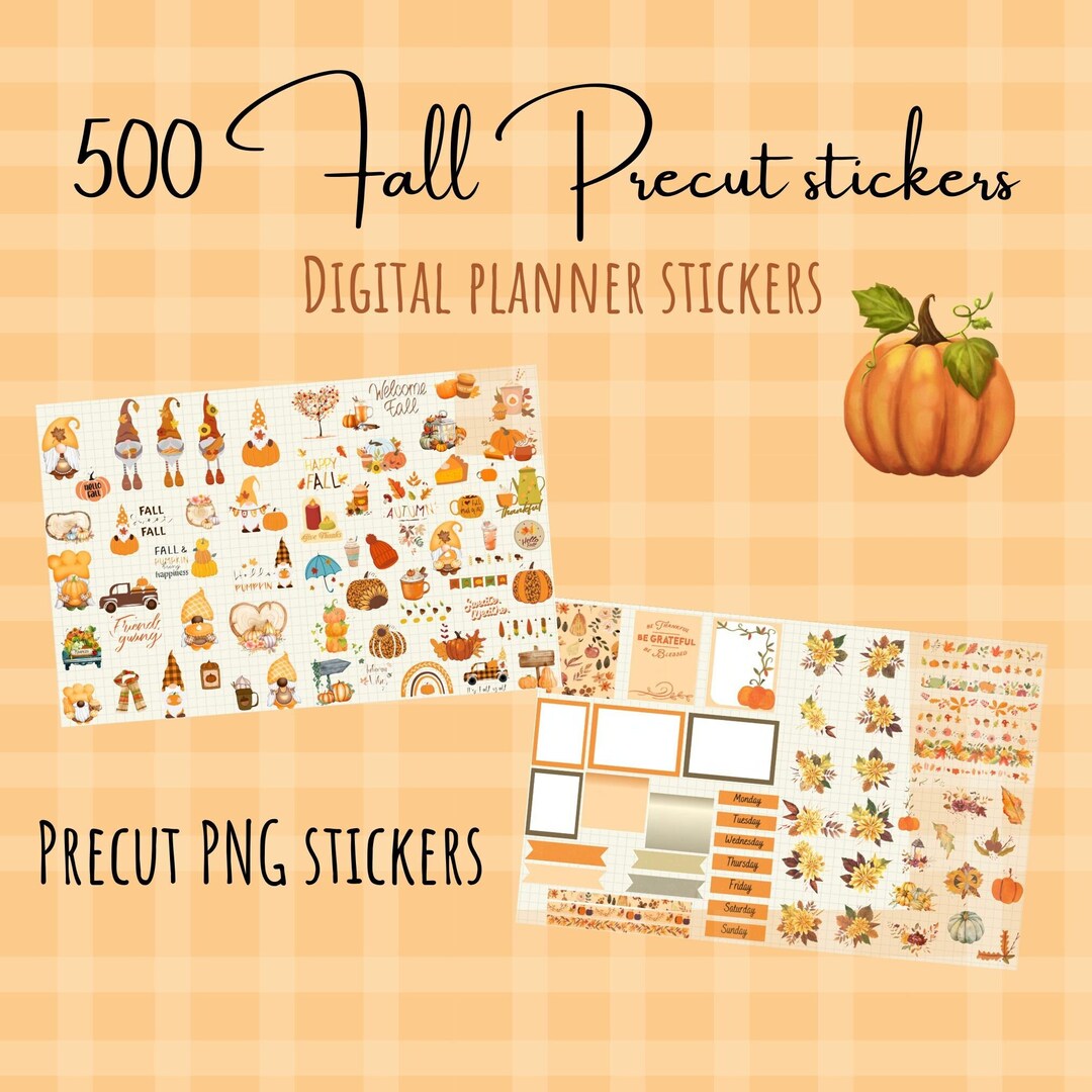 Over 500 Fall Pre-cut Digital Stickers (PNG) Goodnotes Stickers ...