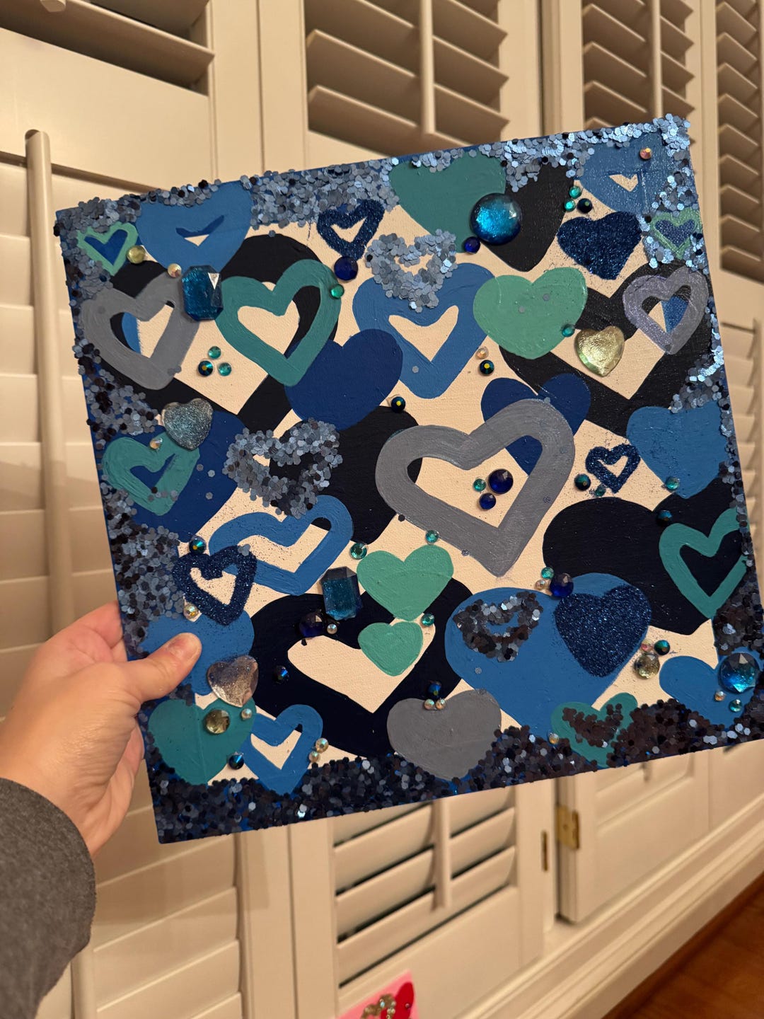 Valentin'e Home Decor/blue and Blue Hearts/glitter Hearts/rhinestone ...