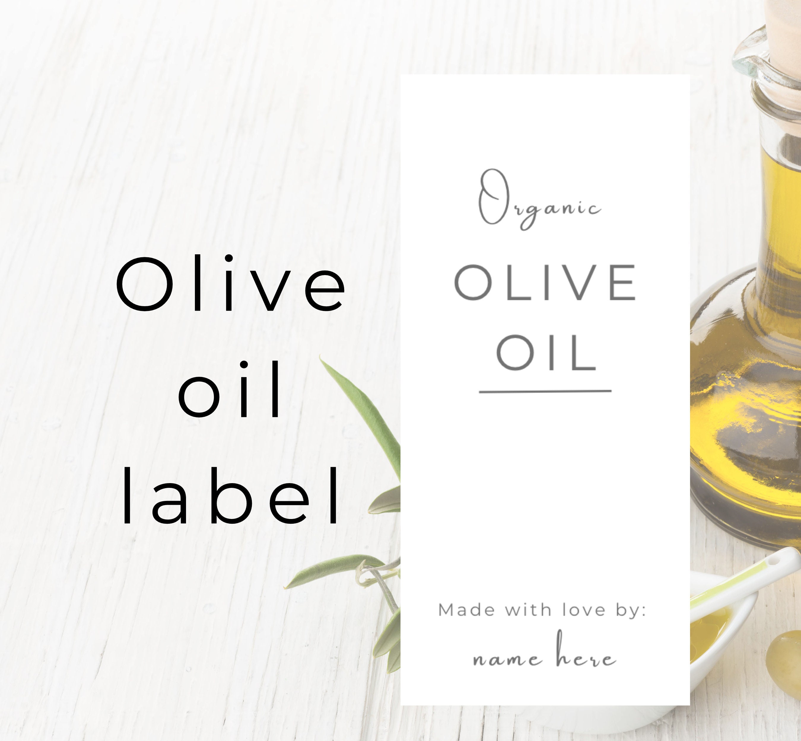 Olive Oil Label, Minimalist Oil Label, Oil Bottle Label, Kitchen Oil ...