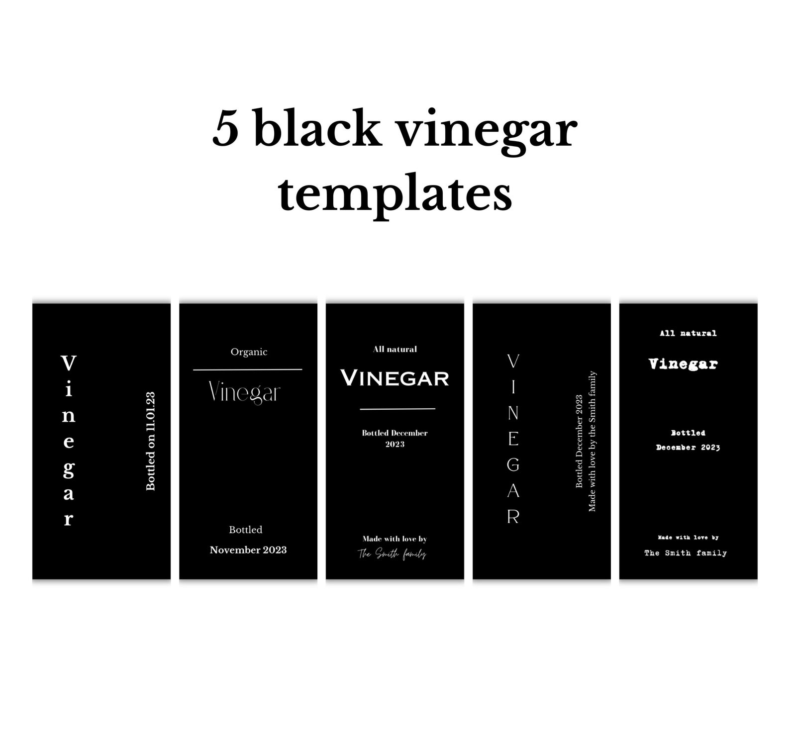 Oil and Vinegar Custom Labels, Minimalist Oil Label, Oil-vinegar Bottle ...