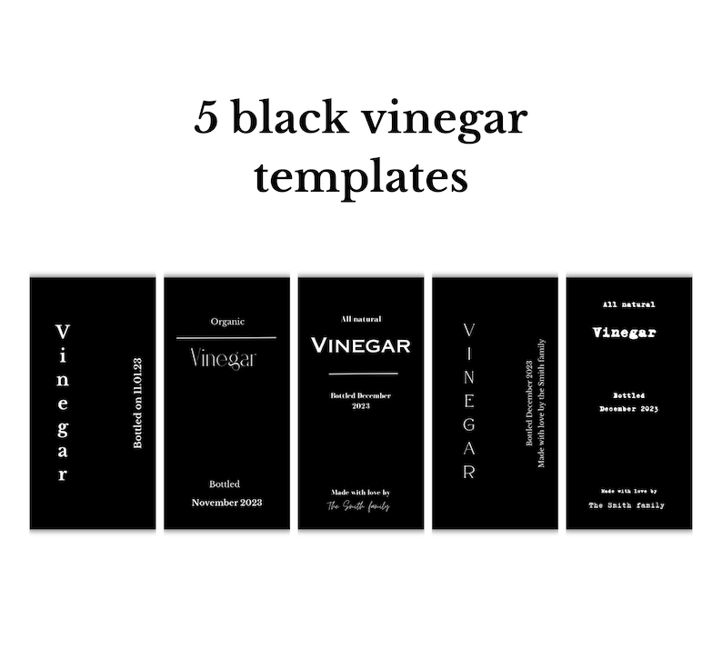 Oil and Vinegar Custom Labels, Minimalist Oil Label, Oil-vinegar Bottle ...