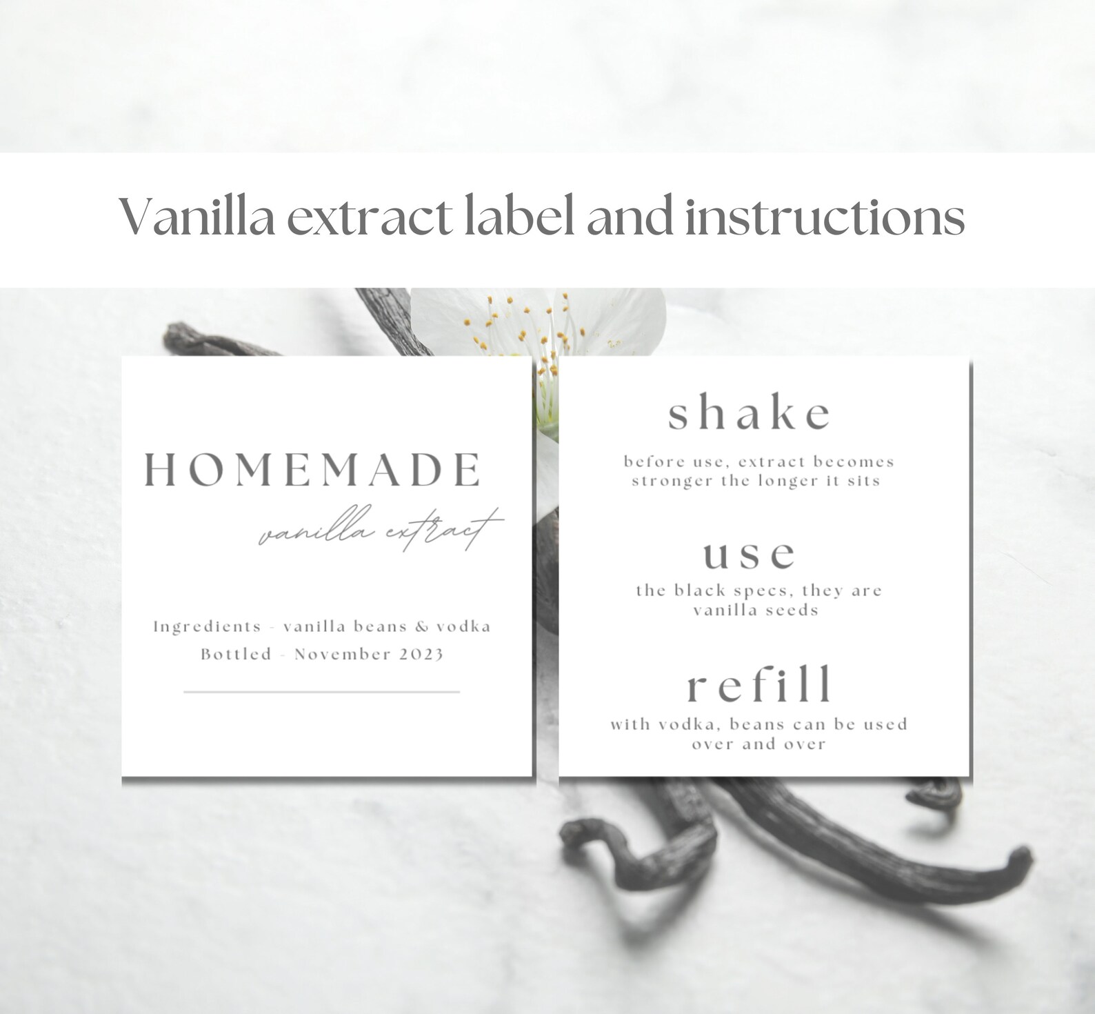 Vanilla Extract Editable Labels, Homemade Vanilla Extract Labels ...