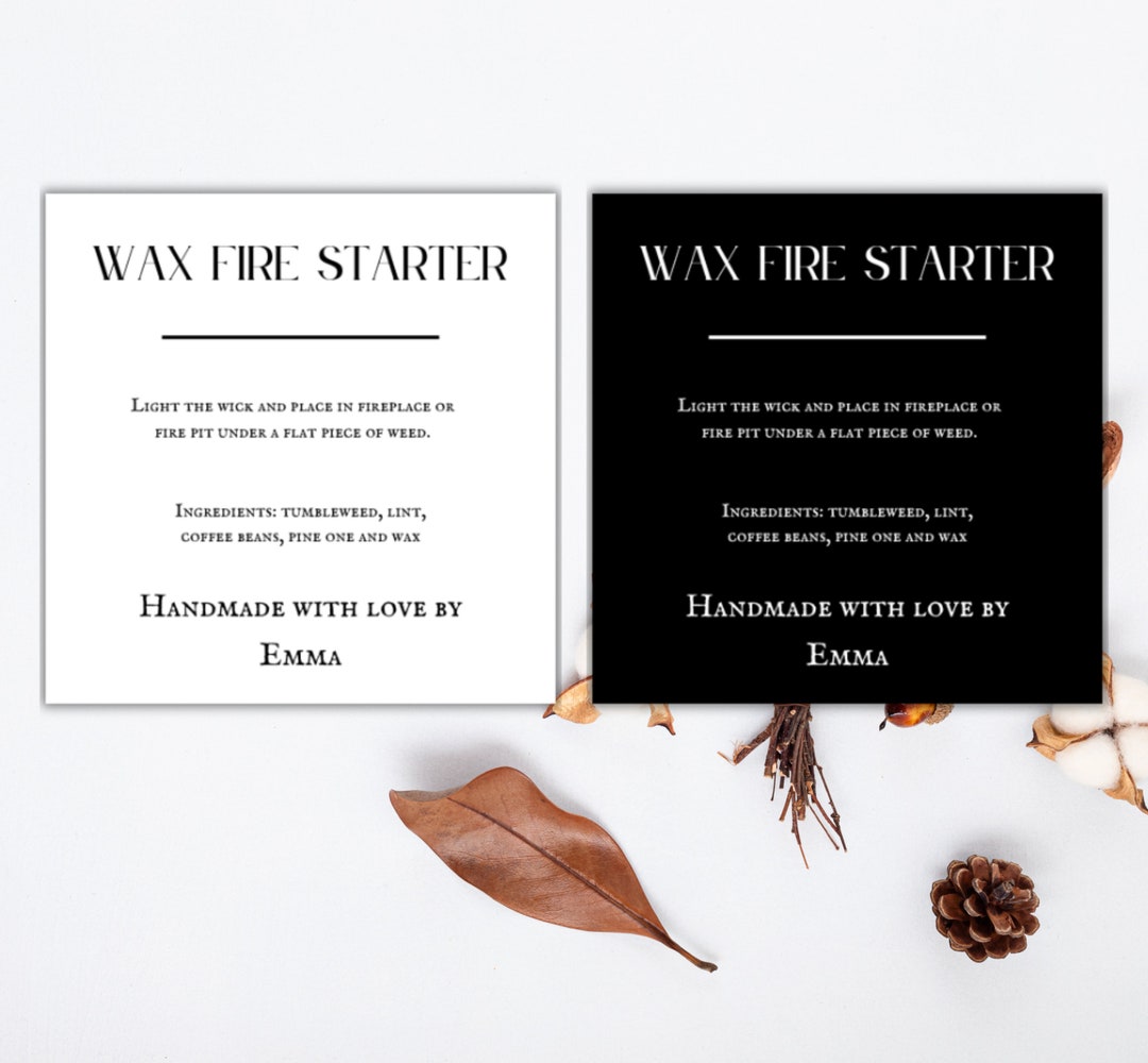 Wax Fire Starter Kit Label Template, Editable Custom Design (instant ...