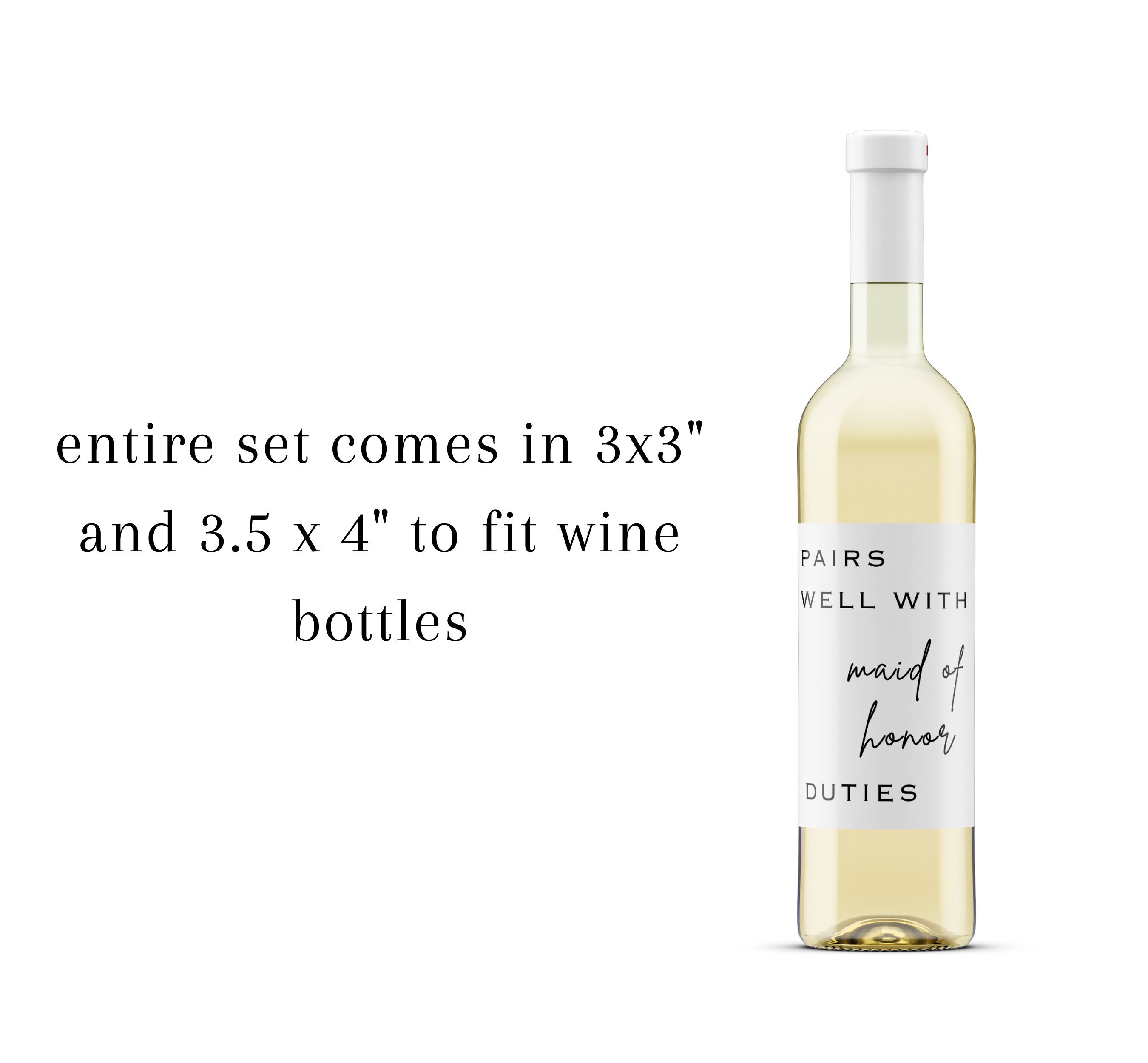 Pairs Well With Bridesmaid Duties Label, Wedding Party Gift Label Set ...