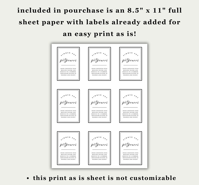 Simmer Pot Potpourri Label, Custom Template (digital Download) - Etsy
