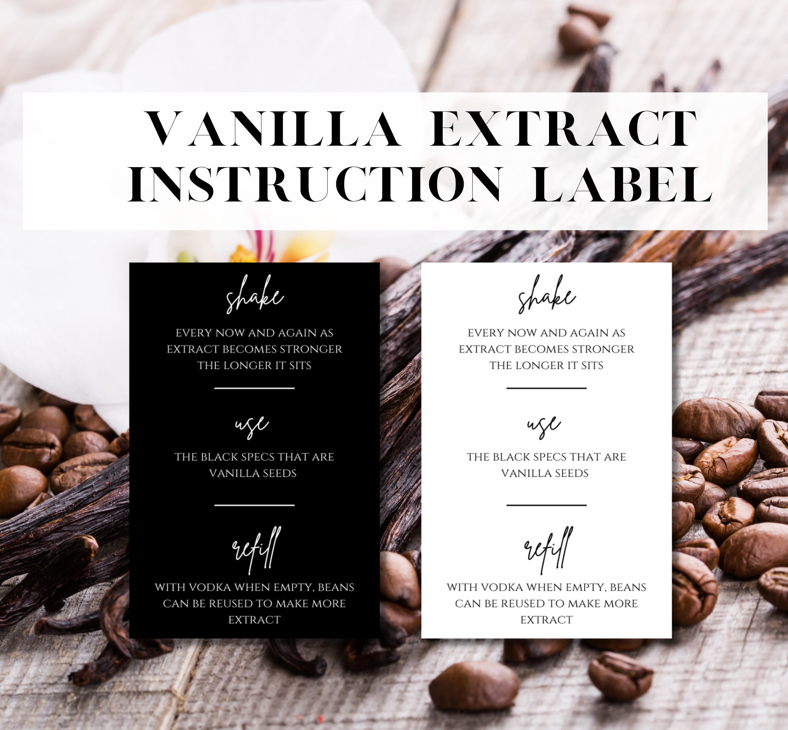 Vanilla Extract Instruction Label, Homemade Vanilla Extract Labels ...