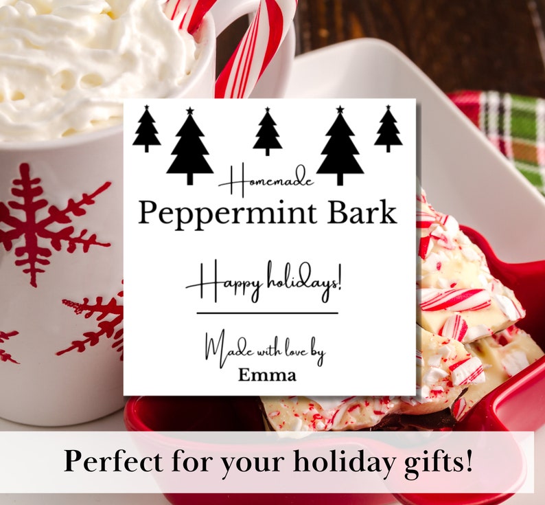 Peppermint Bark Label, Christmas Label Template, Homemade Label ...