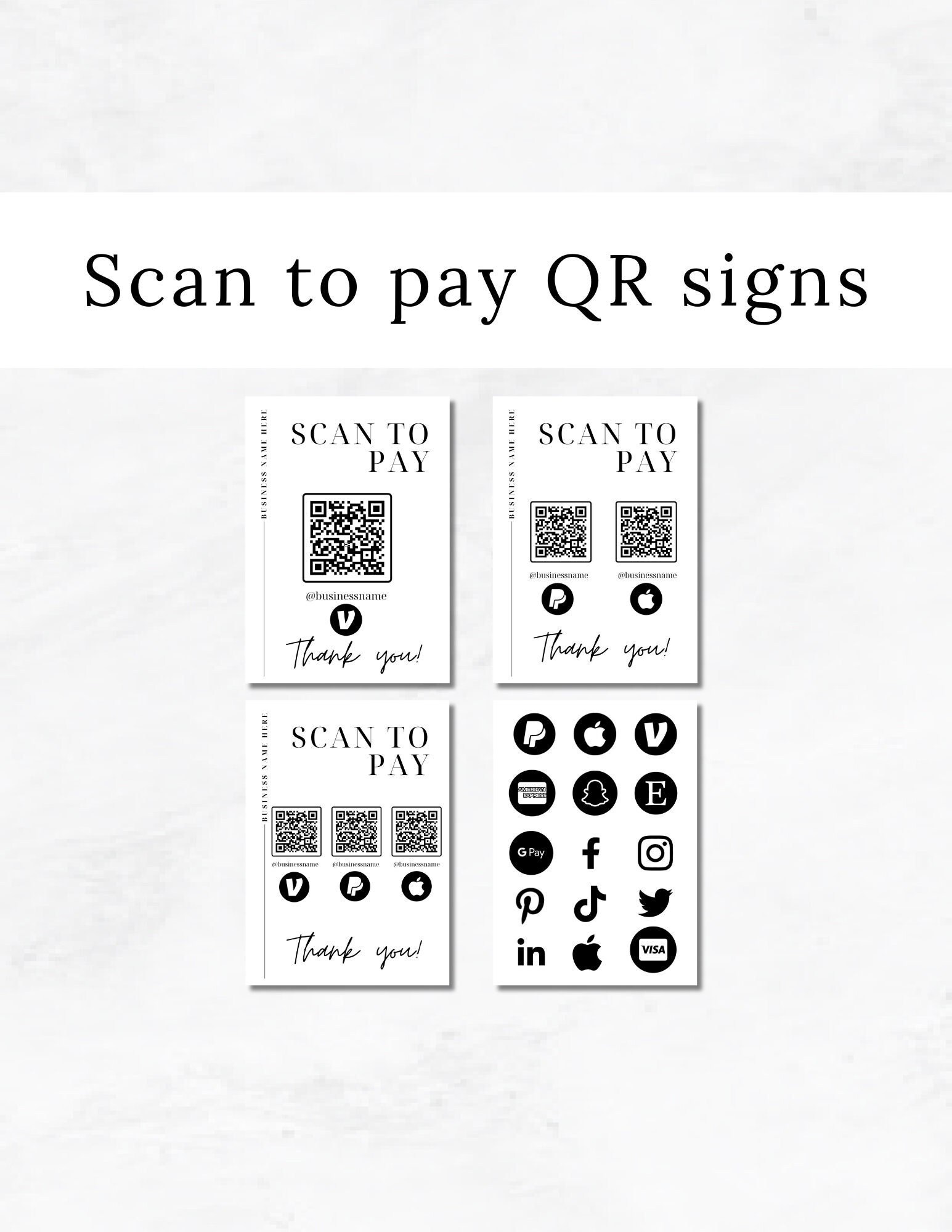 Scan to Pay | Customer QR Codes | Scan-to-pay | Small Business Bundle ...