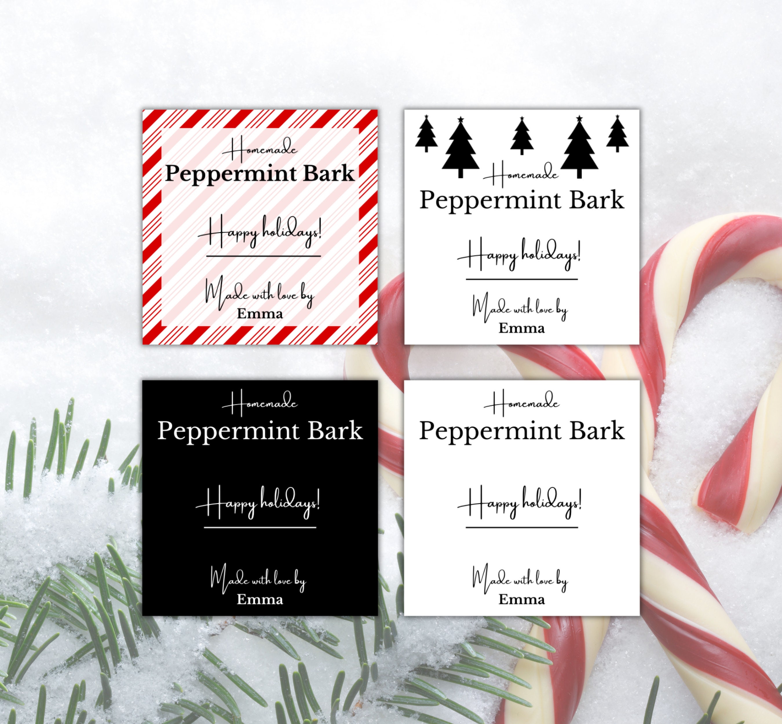 Peppermint Bark Label, Christmas Label Template, Homemade Label ...