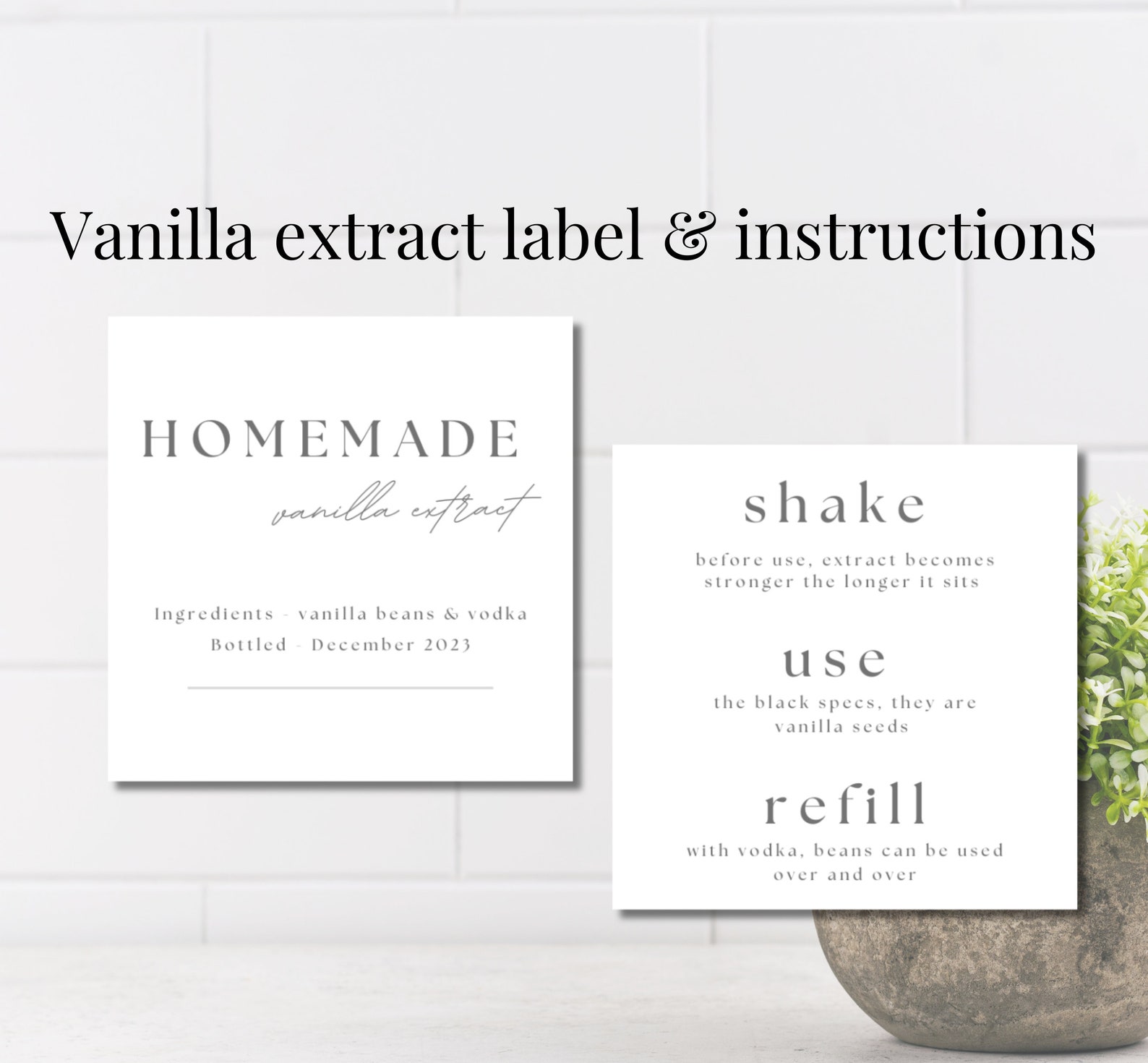 Vanilla Extract Editable Labels, Homemade Vanilla Extract Labels ...