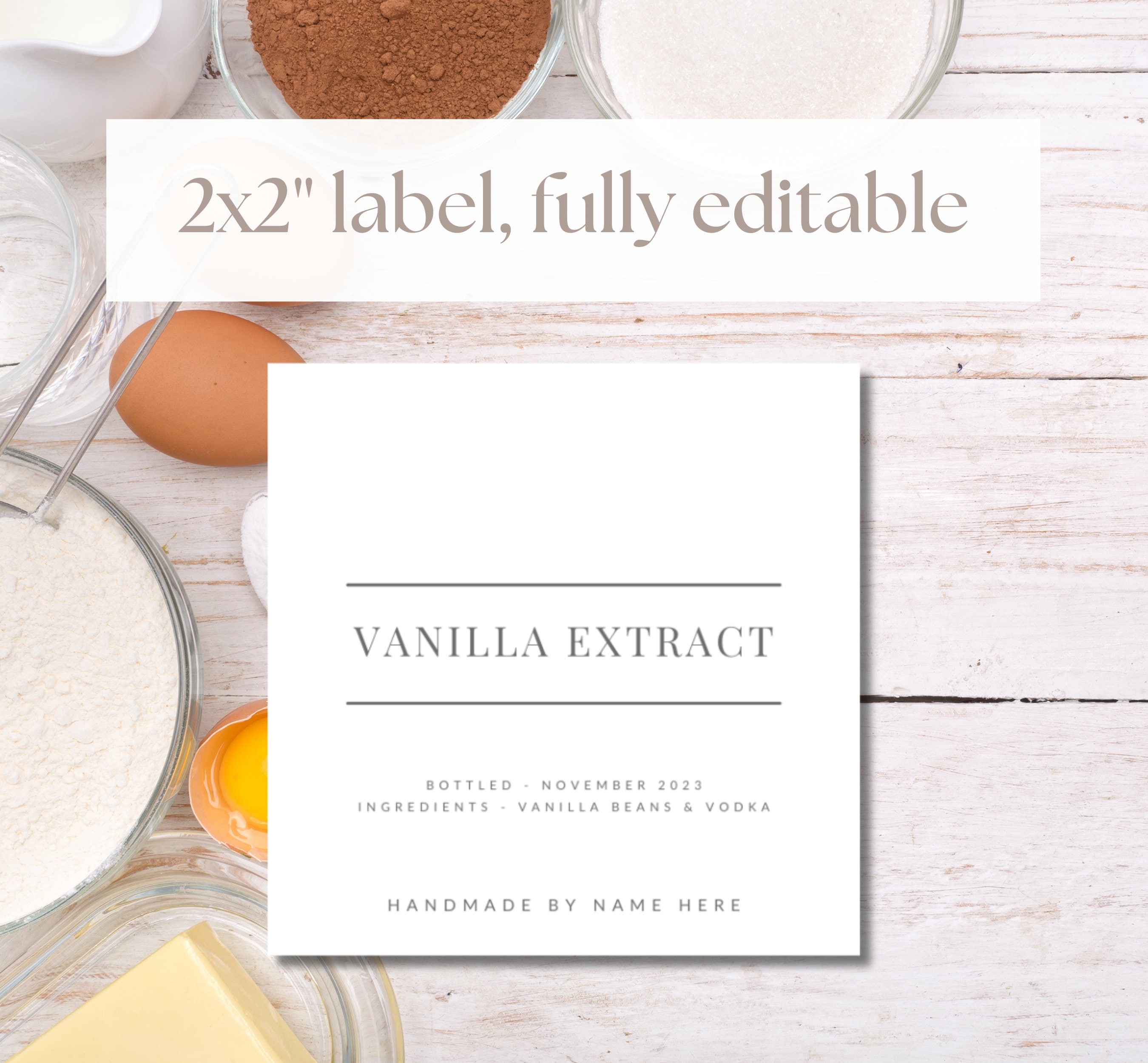Vanilla Extract Label, Custom Labels, Minimalist Label, Homemade ...