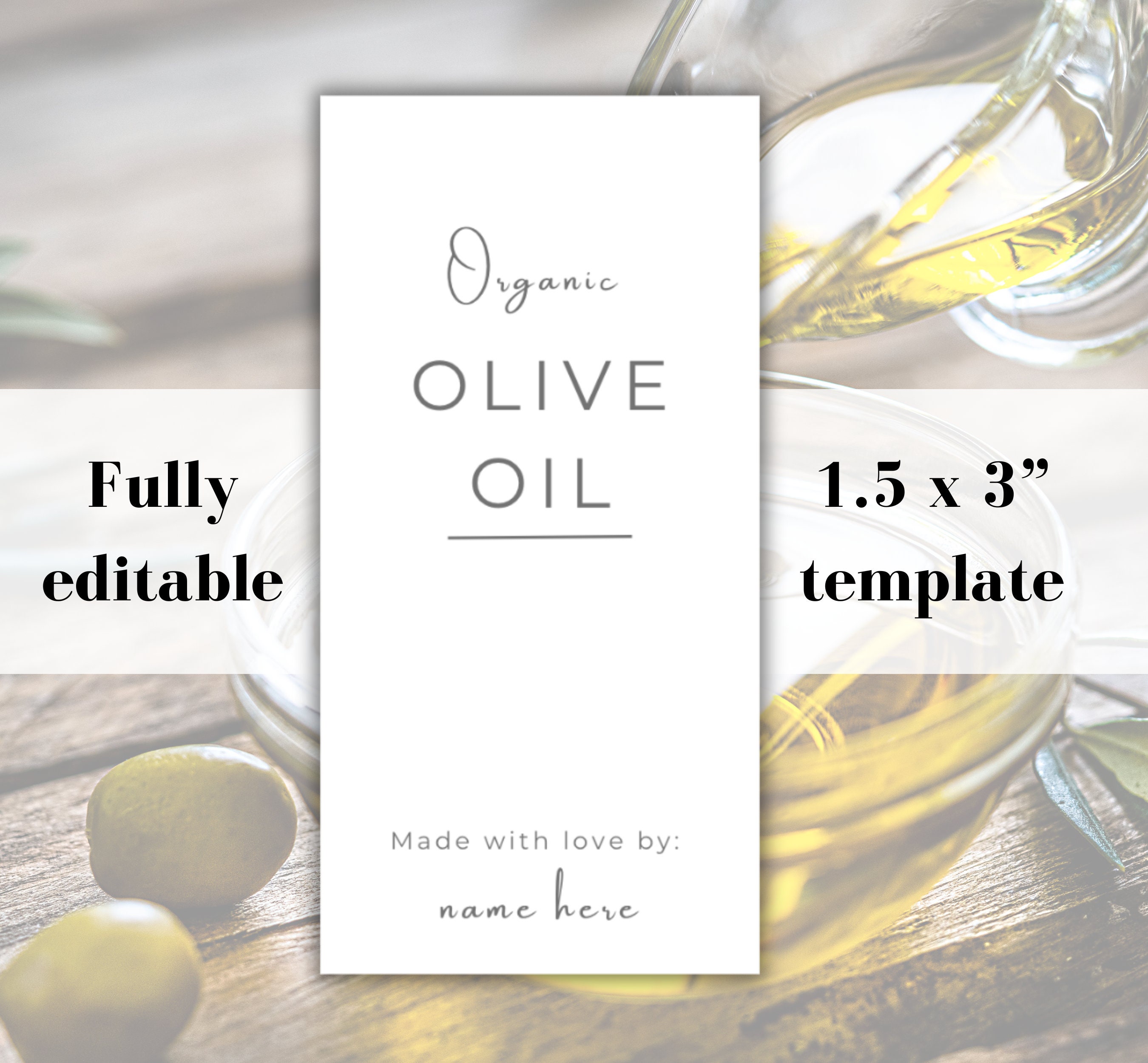 Olive Oil Label, Minimalist Oil Label, Oil Bottle Label, Kitchen Oil ...