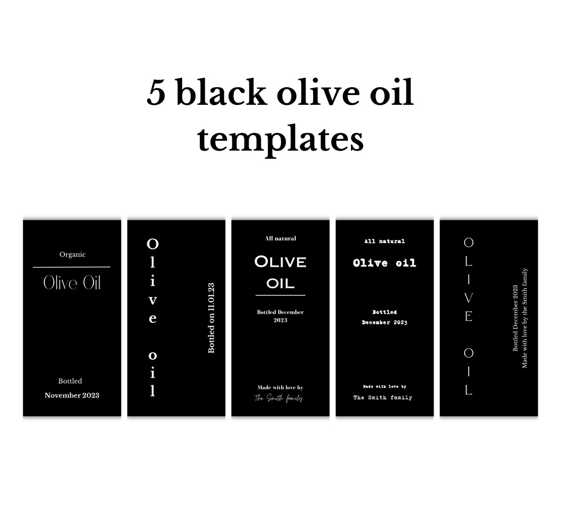Oil and Vinegar Custom Labels, Minimalist Oil Label, Oil-vinegar Bottle ...
