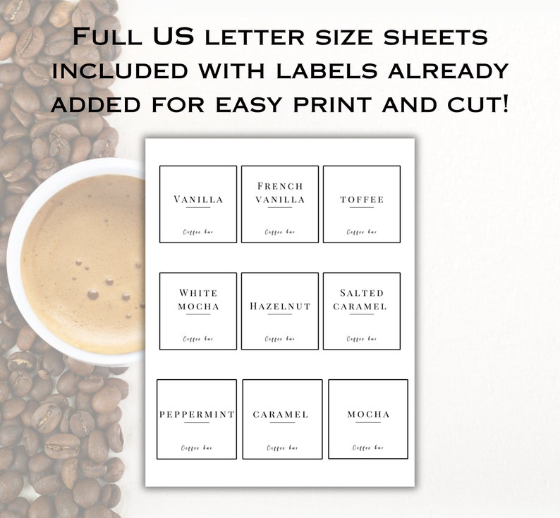 Coffee Syrup Bottle Labels, Personal Bottle Label, Coffee Bar ...