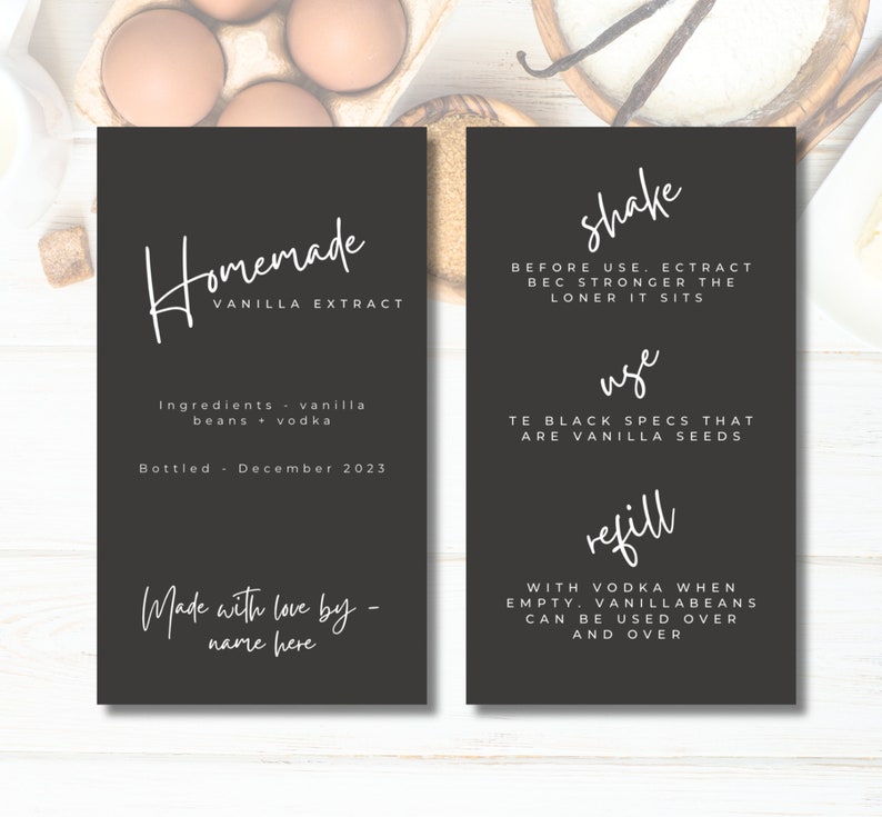 Vanilla Extract Editable Labels, Homemade Vanilla Extract Labels ...