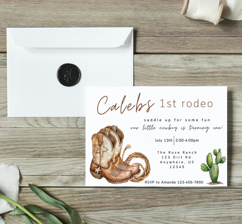 First Rodeo Birthday Invitation With Free Matching Gift, Western-first ...
