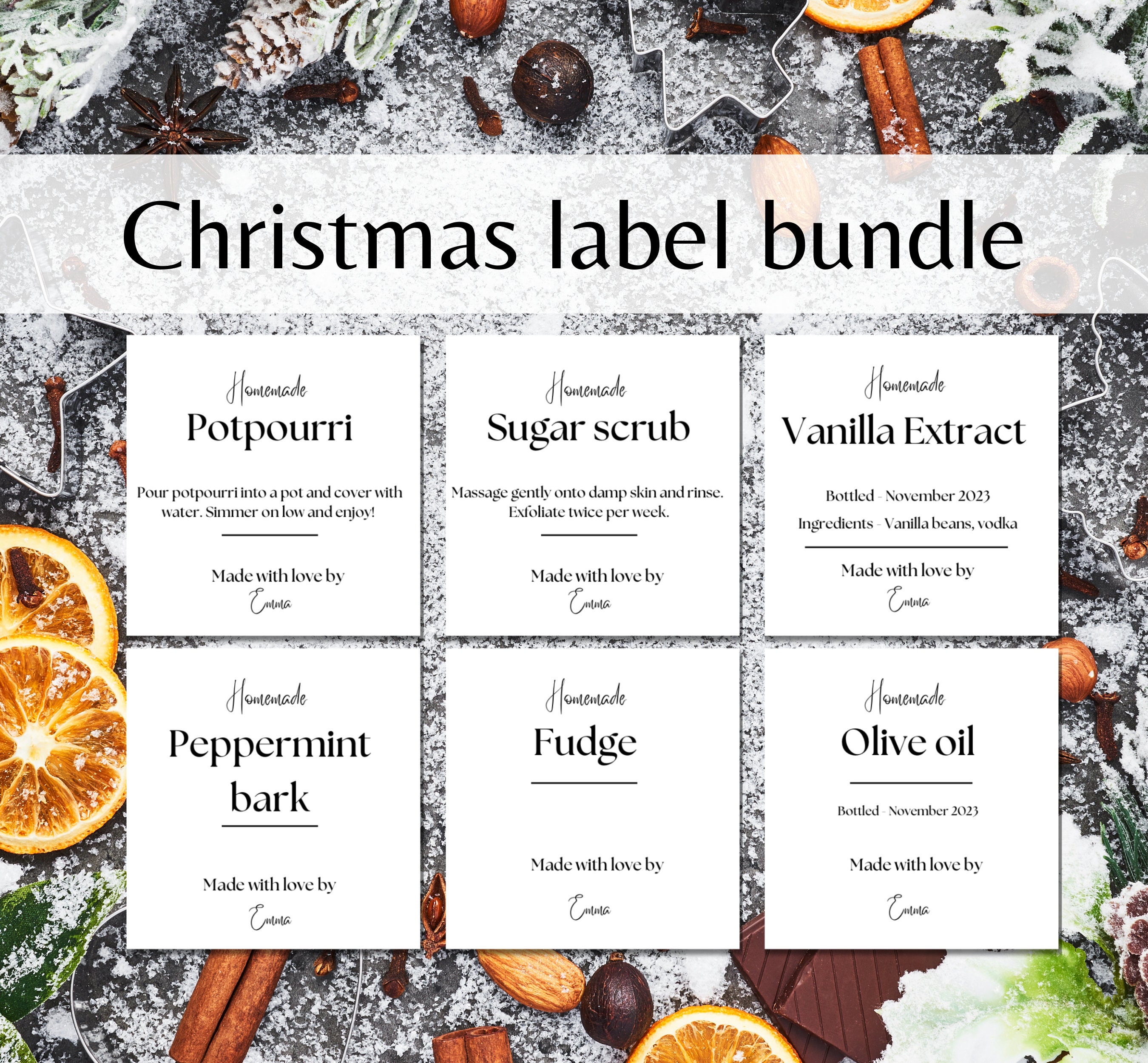 Homemade Christmas Gift Label Bundle, Christmas Label Template ...