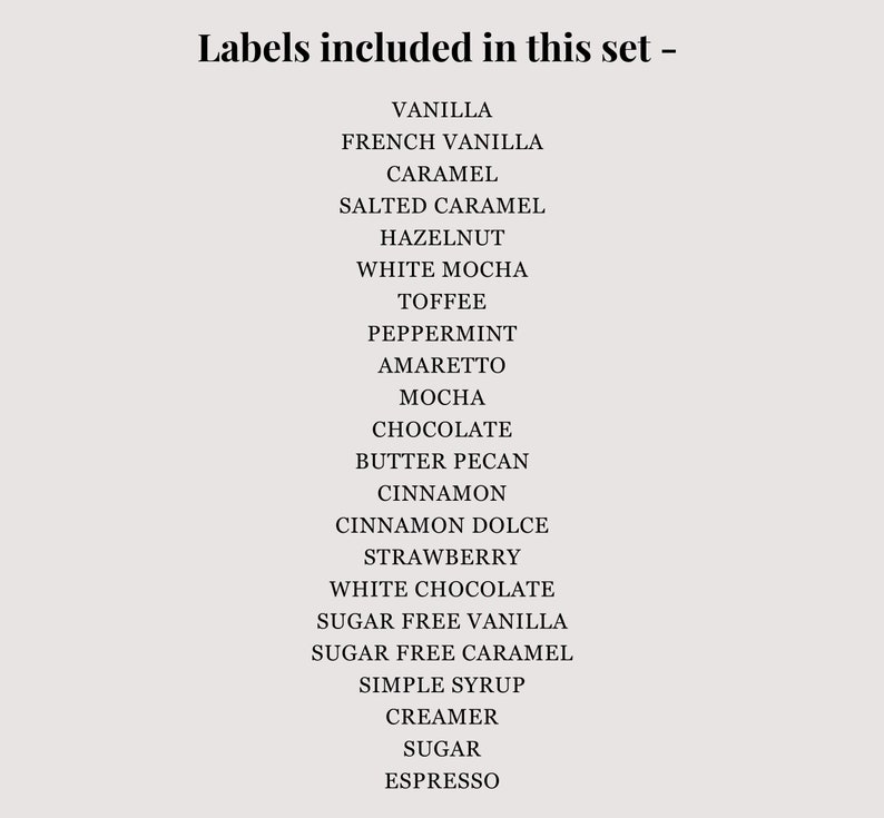 Coffee Syrup Bottle Labels, Personal Bottle Label, Coffee Bar ...