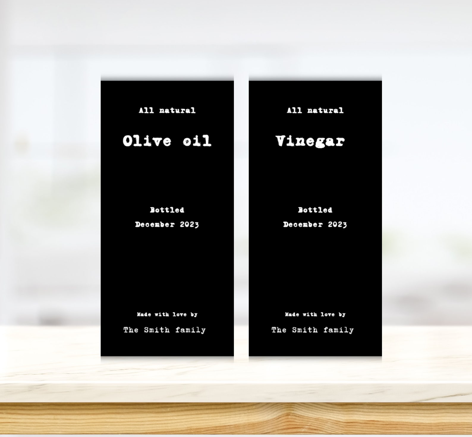 Oil and Vinegar Custom Labels, Minimalist Oil Label, Oil-vinegar Bottle ...