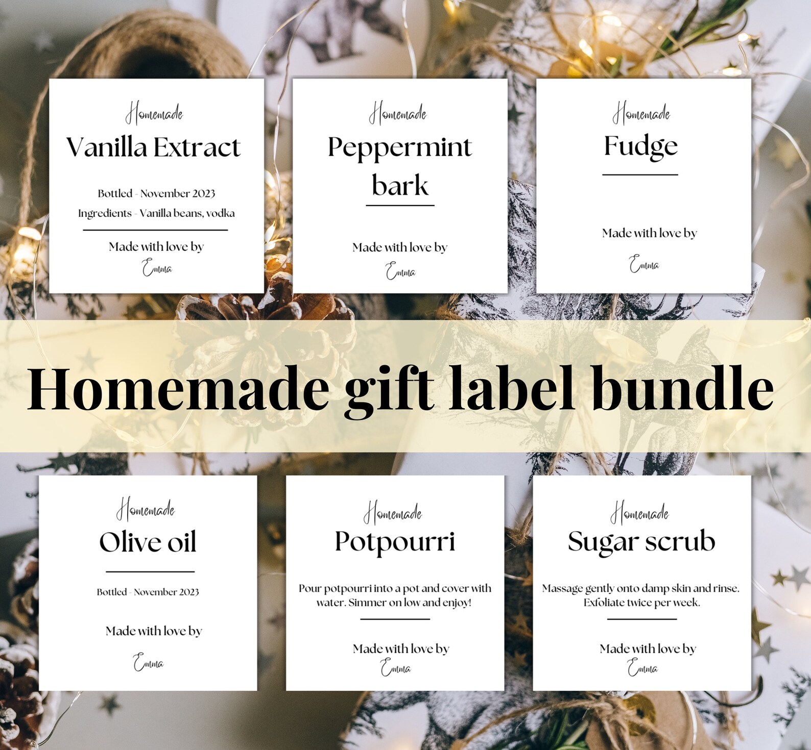 Homemade Christmas Gift Label Bundle, Christmas Label Template ...