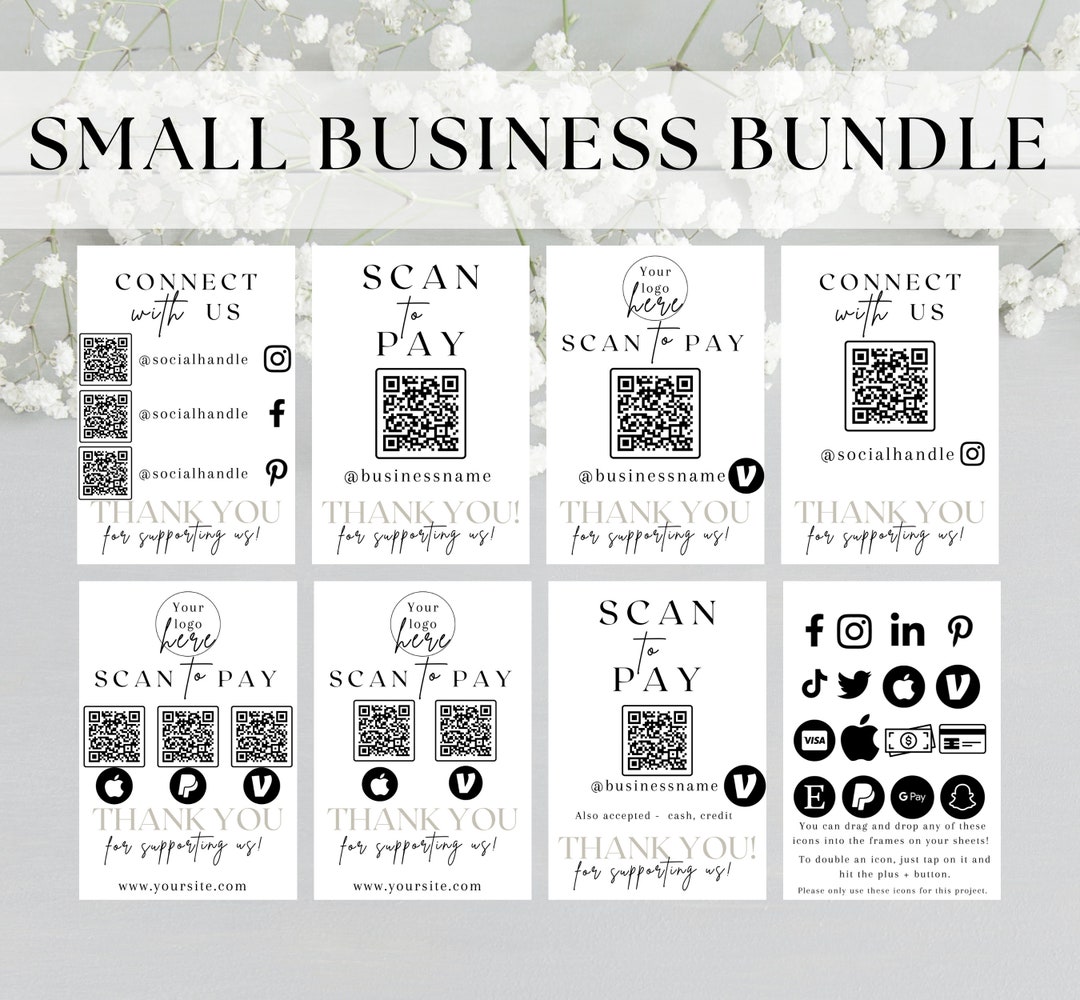 Scan to Pay | Customer QR Codes | Scan-to-pay | Small Business Bundle ...