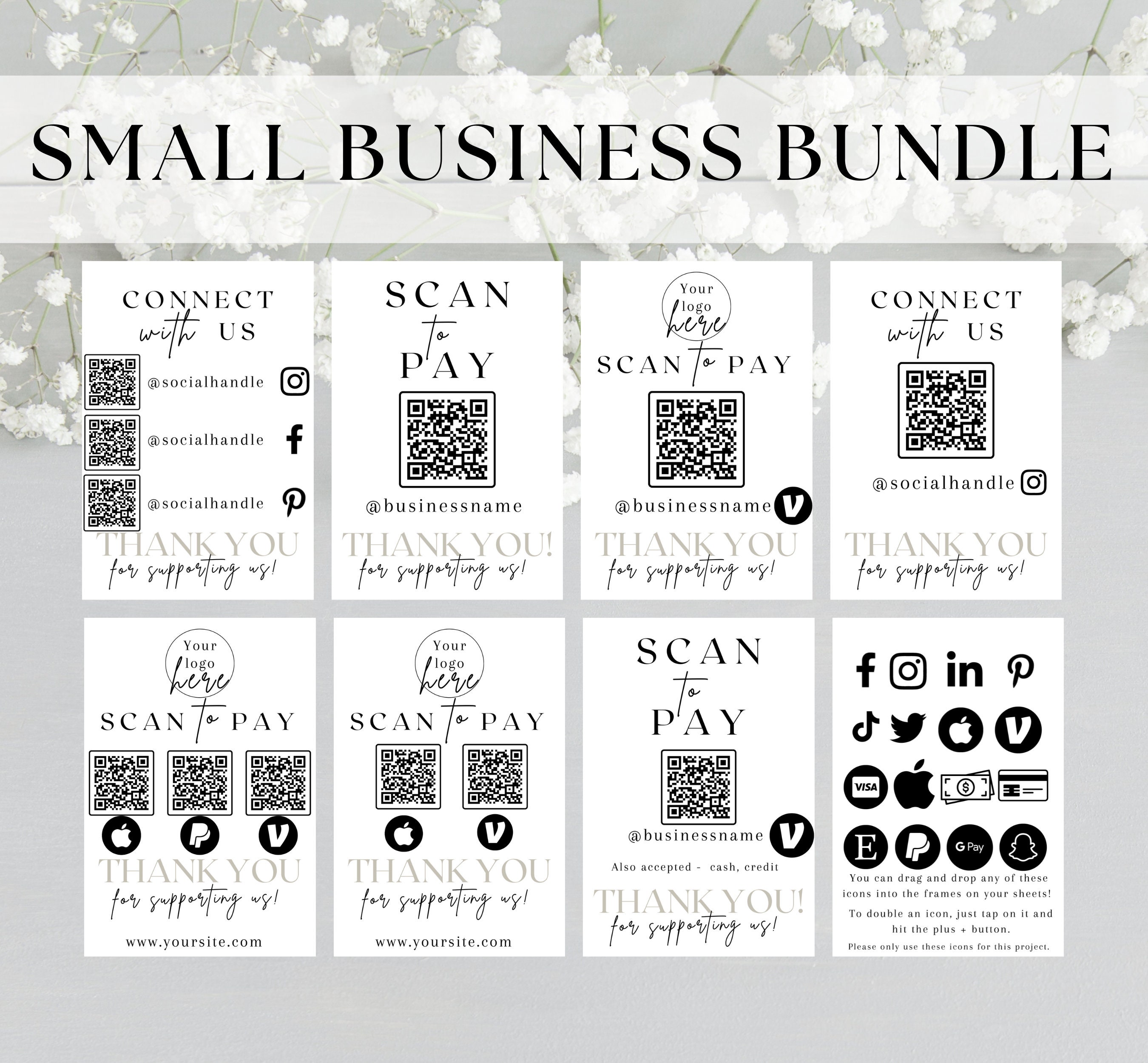 Scan to Pay Customer QR Codes Scan-to-pay Small Business Bundle Qr Code ...