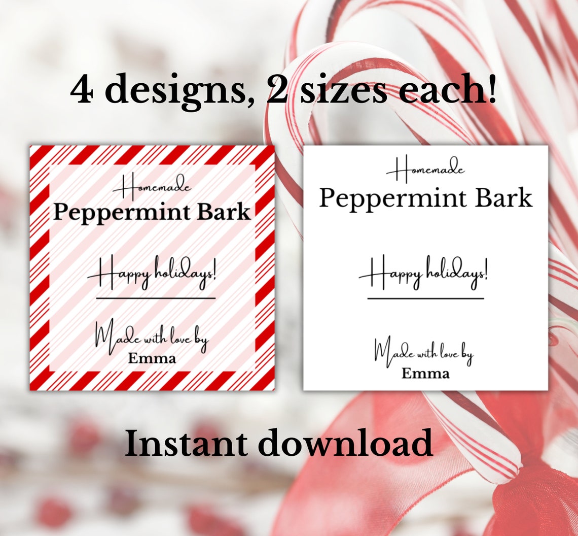 Peppermint Bark Label, Christmas Label Template, Homemade Label ...