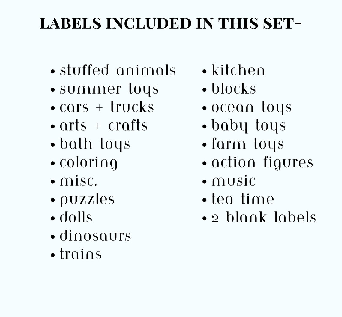 Playroom Toy Labels, Toy Storage Labels, Kids Toy Storage, Decluttering ...