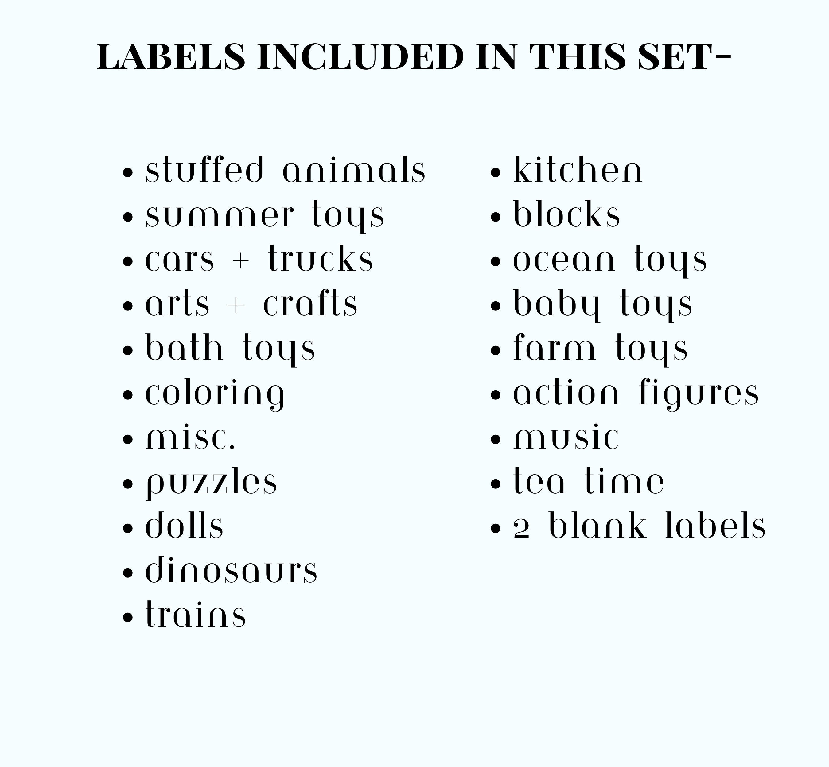 Playroom Toy Labels, Toy Storage Labels, Kids Toy Storage, Decluttering ...