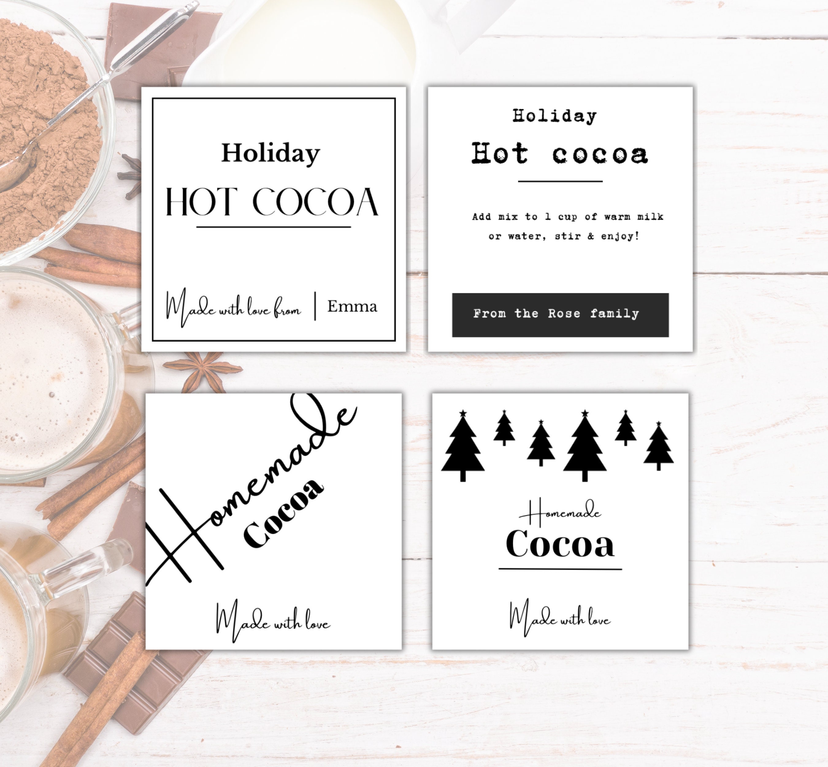 Homemade Hot Cocoa Gift Custom Label, Cocoa, Instant Download, Homemade ...