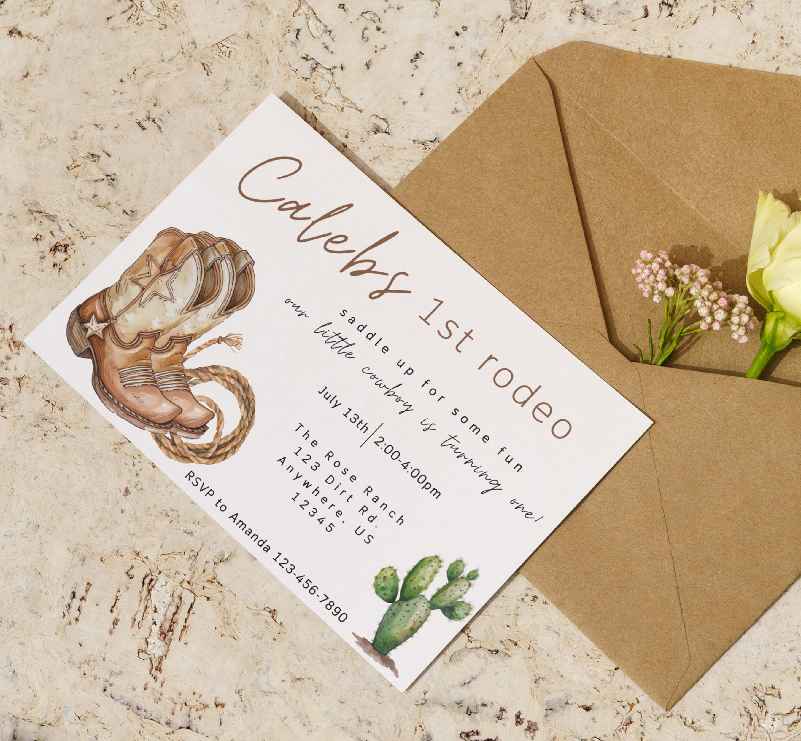 First Rodeo Birthday Invitation With Free Matching Gift, Western-first ...