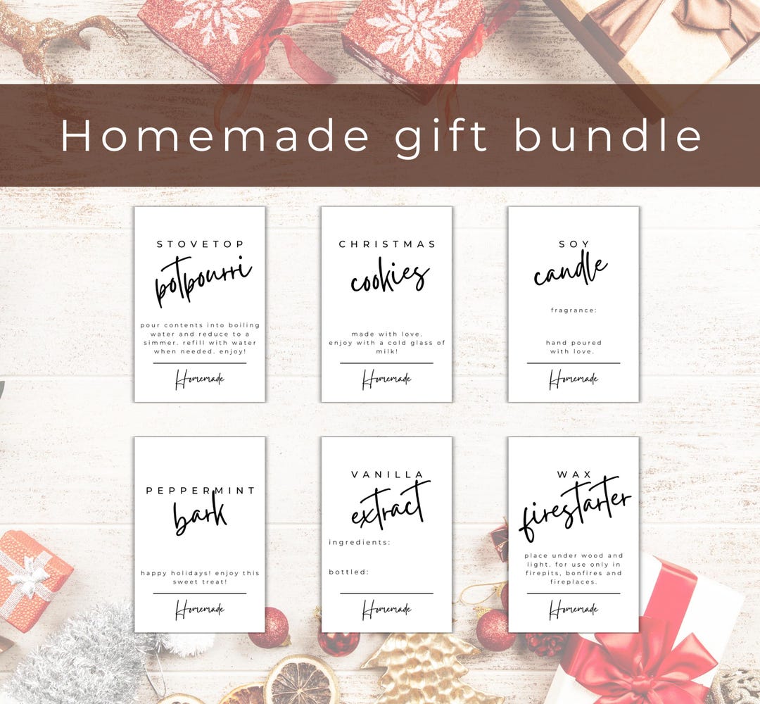 Homemade Gift Labels Bundle, Editable Canva Template (digital Download ...