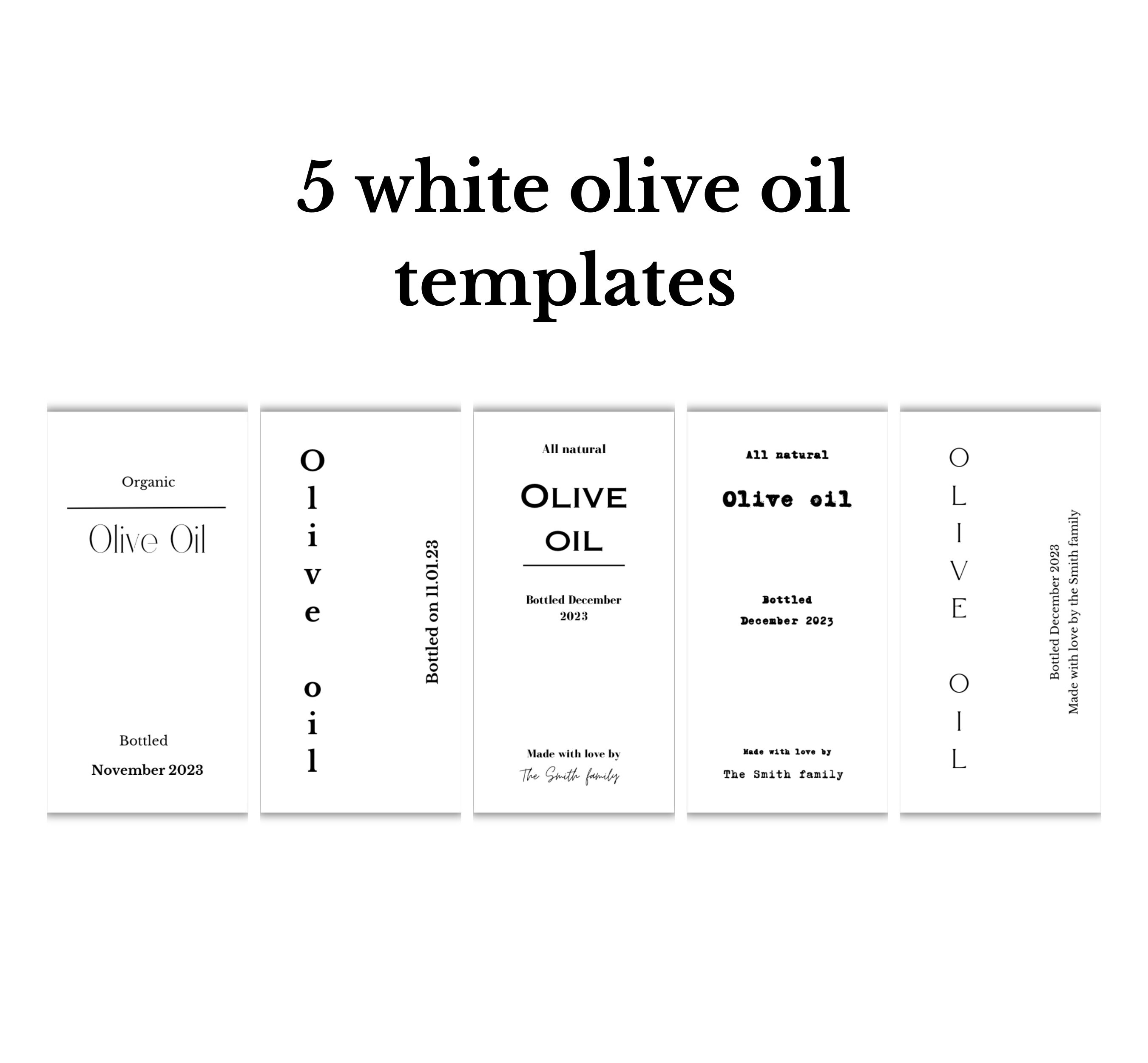 Oil and Vinegar Custom Labels, Minimalist Oil Label, Oil-vinegar Bottle ...