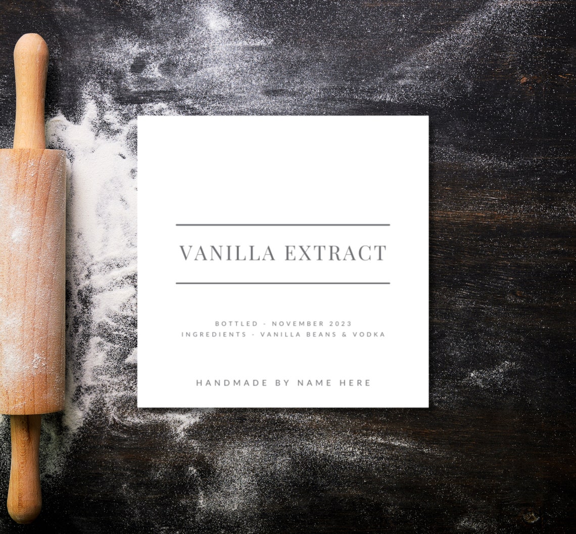 Vanilla Extract Label, Custom Labels, Minimalist Label, Homemade ...