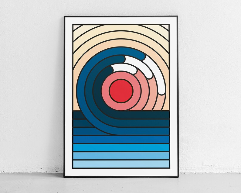 Tsunami Poster, Surf Poster, Sunlit Breaking Waves Print, Summer Decor ...