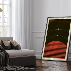 Mars Art Print | Minimalist Space Poster With Modern Design | Red ...