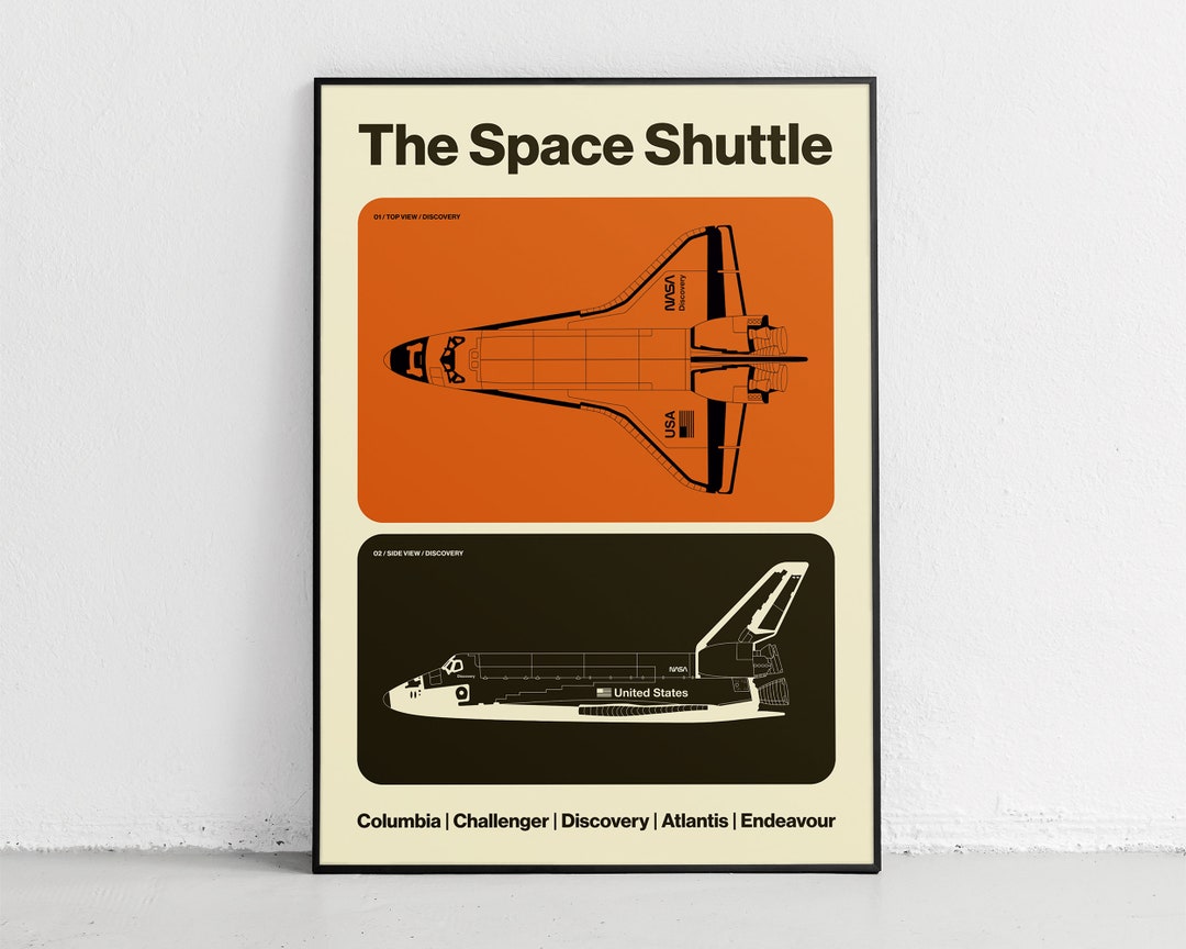Space Shuttle Discovery Diagram Poster, Educational Vintage NASA Print ...