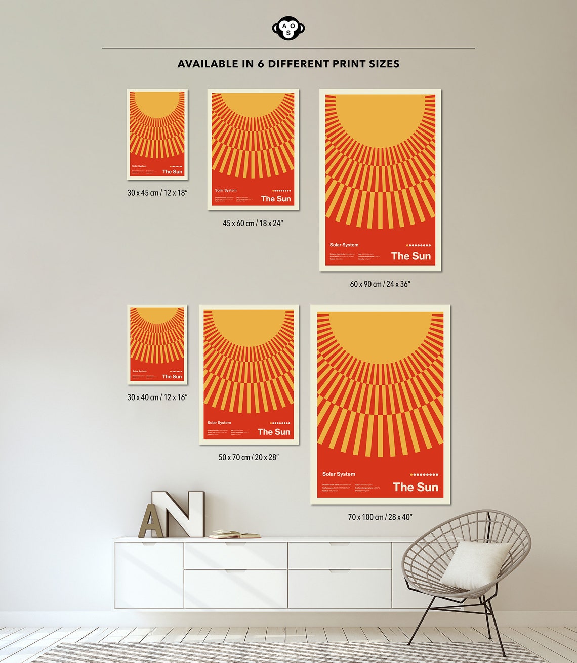 Sun Poster, Minimalist and Modern Sun Print, Art Print, Solar System ...