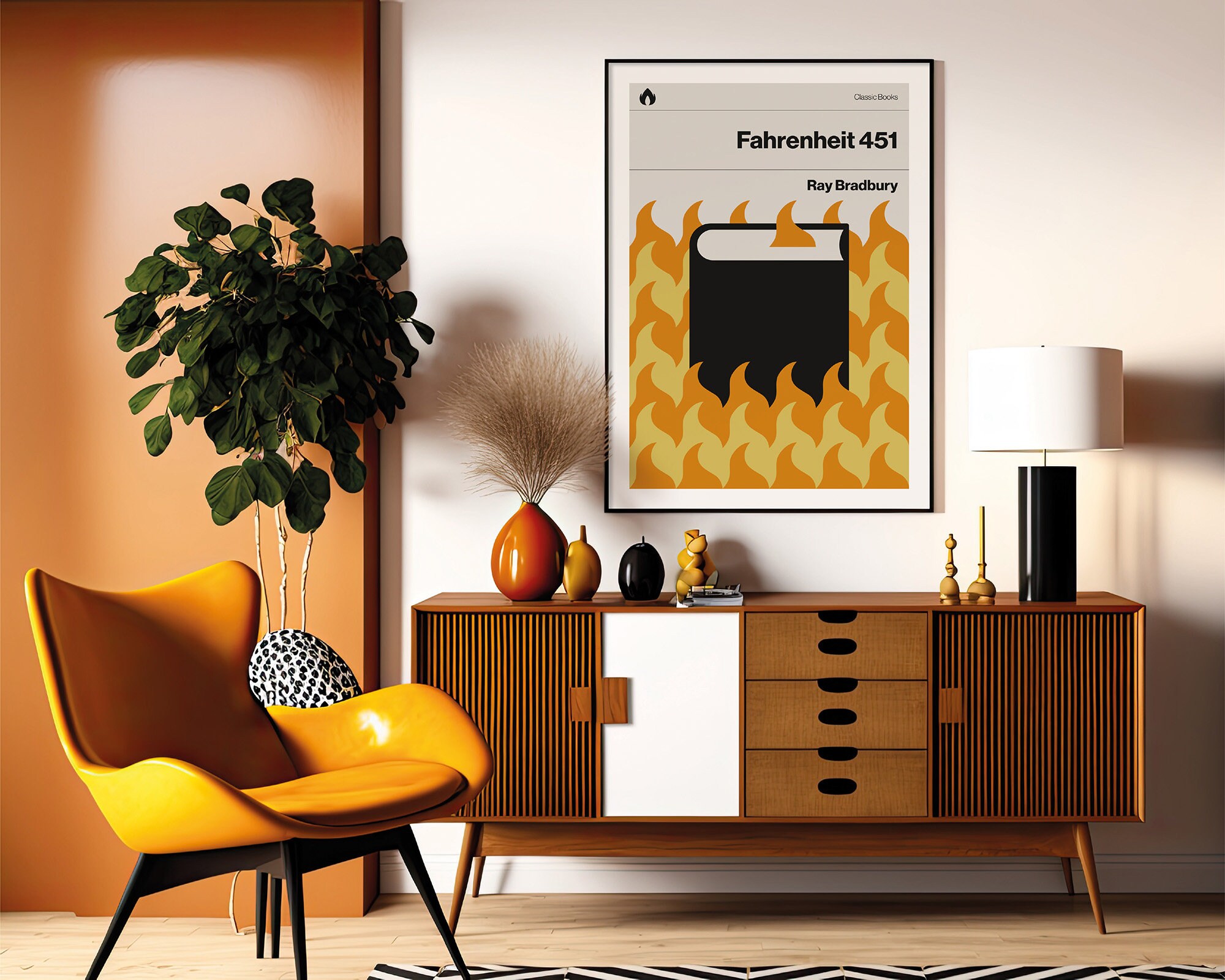 Fahrenheit 451 Poster, A Minimalist Poster Inspired by by the Famous ...